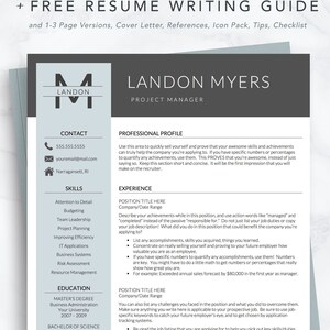 Blue Grey Resume Template With Initials for Word & Pages 1-3 - Etsy ...