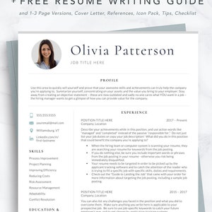 Resume Template With Headshot Professional Resume With Photo - Etsy