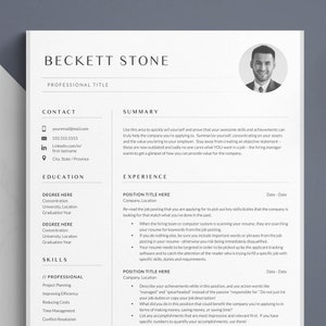 Lebenslauf Vorlage Curriculum Vitae CV Template With Photo - Etsy