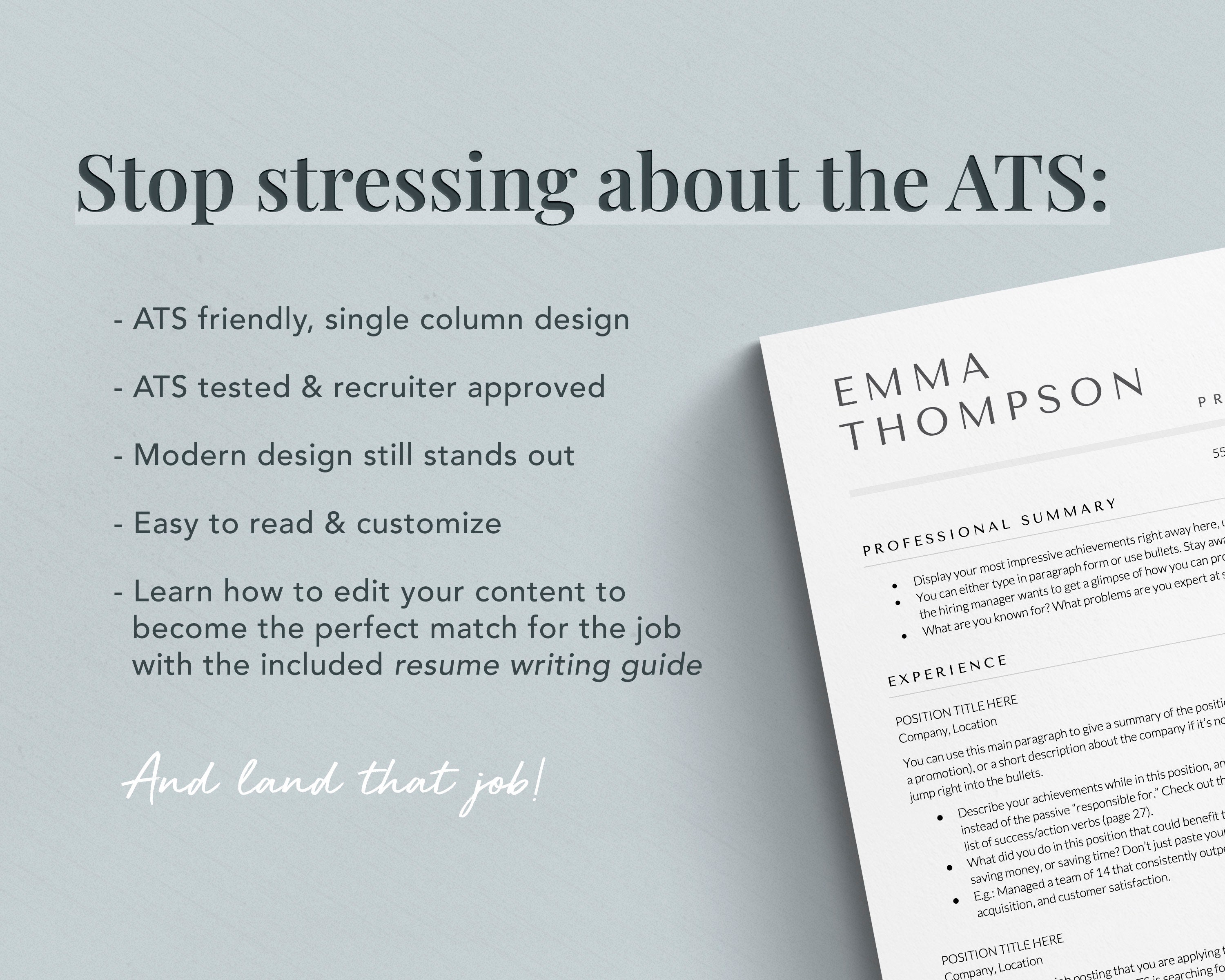 Modern ATS Resume Template for Google Docs, Word and Apple Pages ...