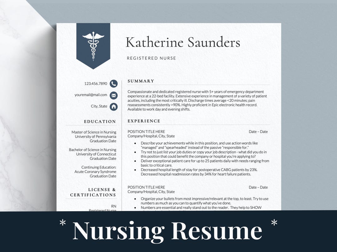 Nurse Resume & Cover Letter Template for Google Docs, Word and Pages ...