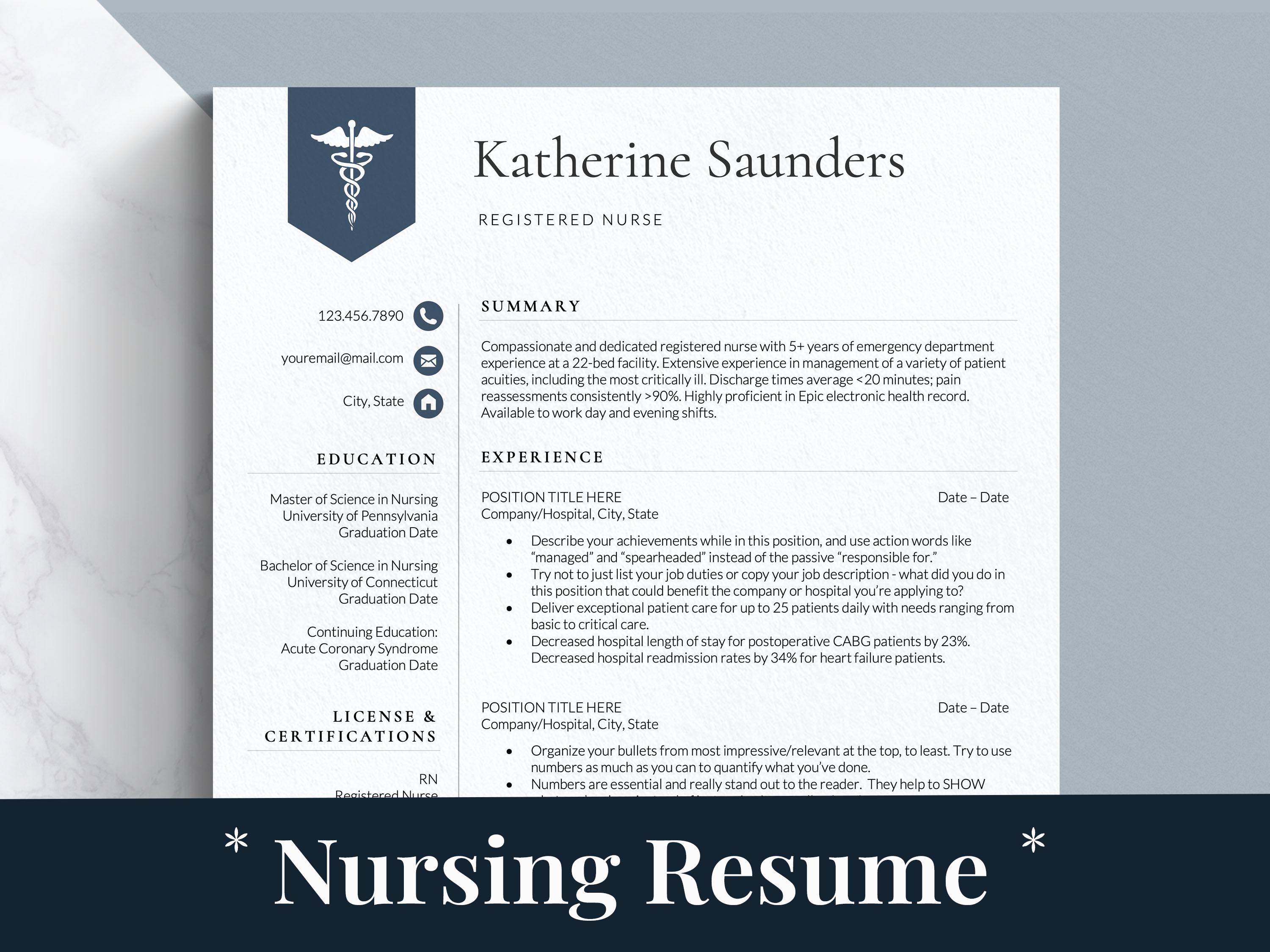Nurse Resume & Cover Letter Template for Google Docs, Word and Pages ...