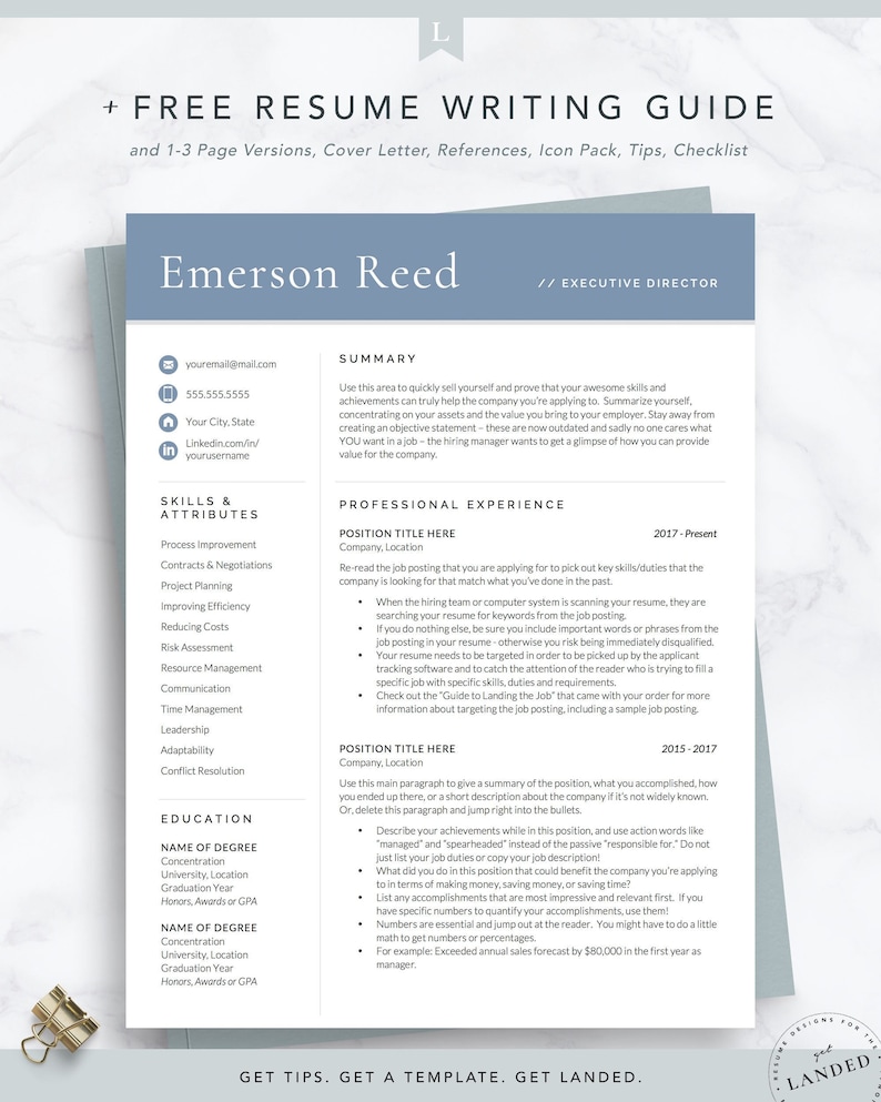 Executive Resume Template | Professional Resume Template for Word ...
