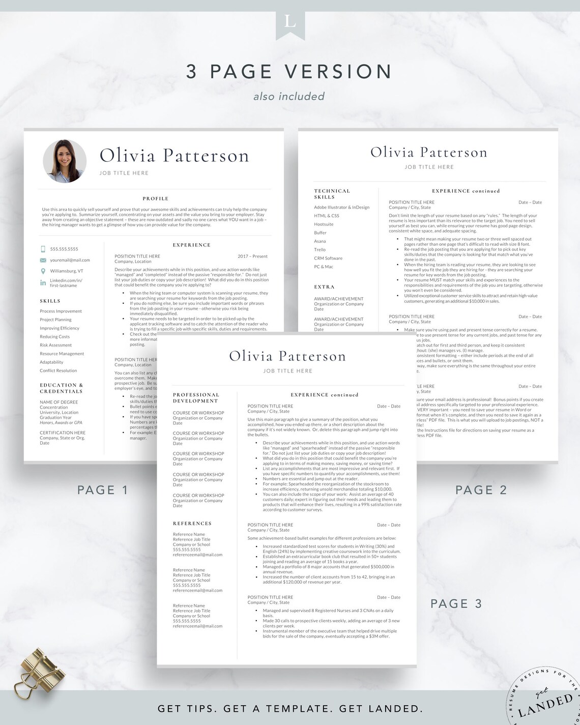 Resume Template With Headshot, Professional Resume With Photo Picture ...