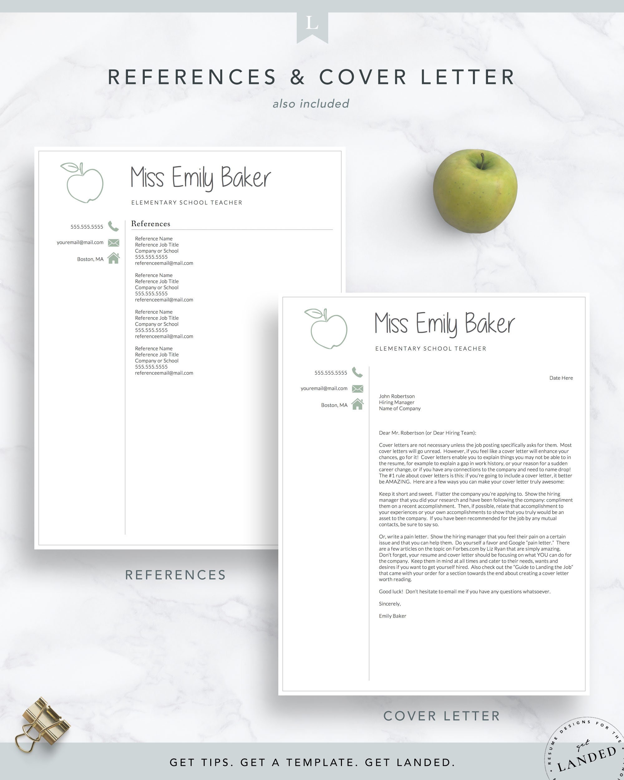 Teacher Resume Template for Word & Pages Apple Resume - Etsy.de