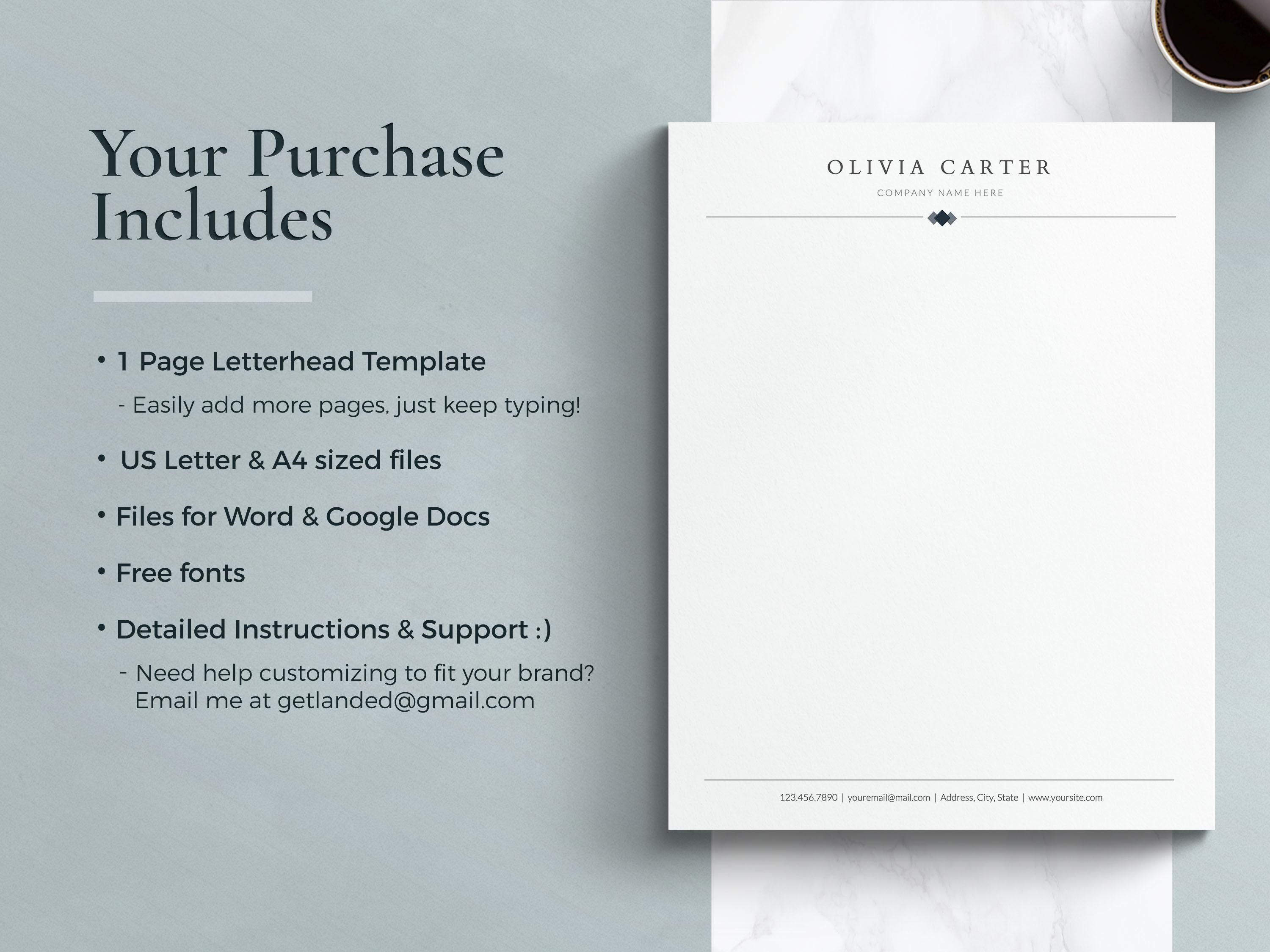 Letterhead Template for Google Docs & Word, Cover Letter Template ...