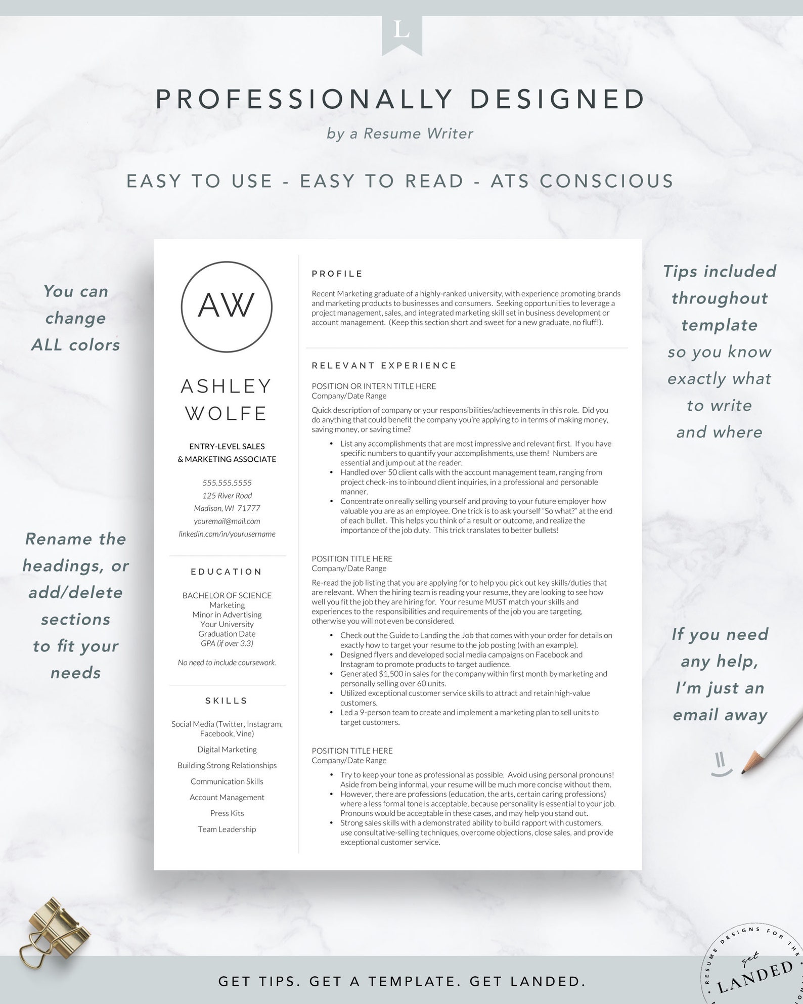 New Grad Resume College Grad Resume Template for Word & Pages | Etsy