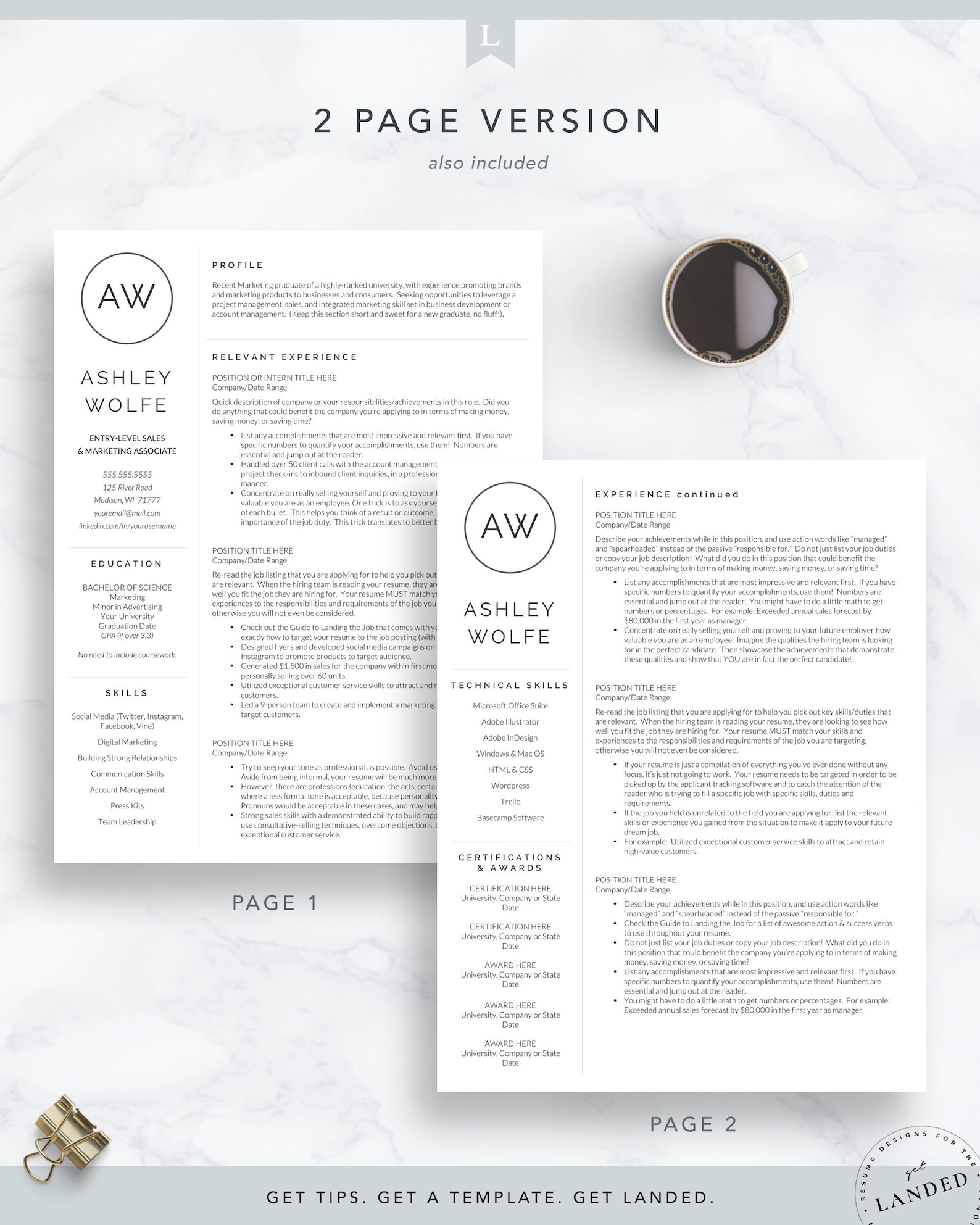 New Grad Resume College Grad Resume Template for Word & Pages | Etsy