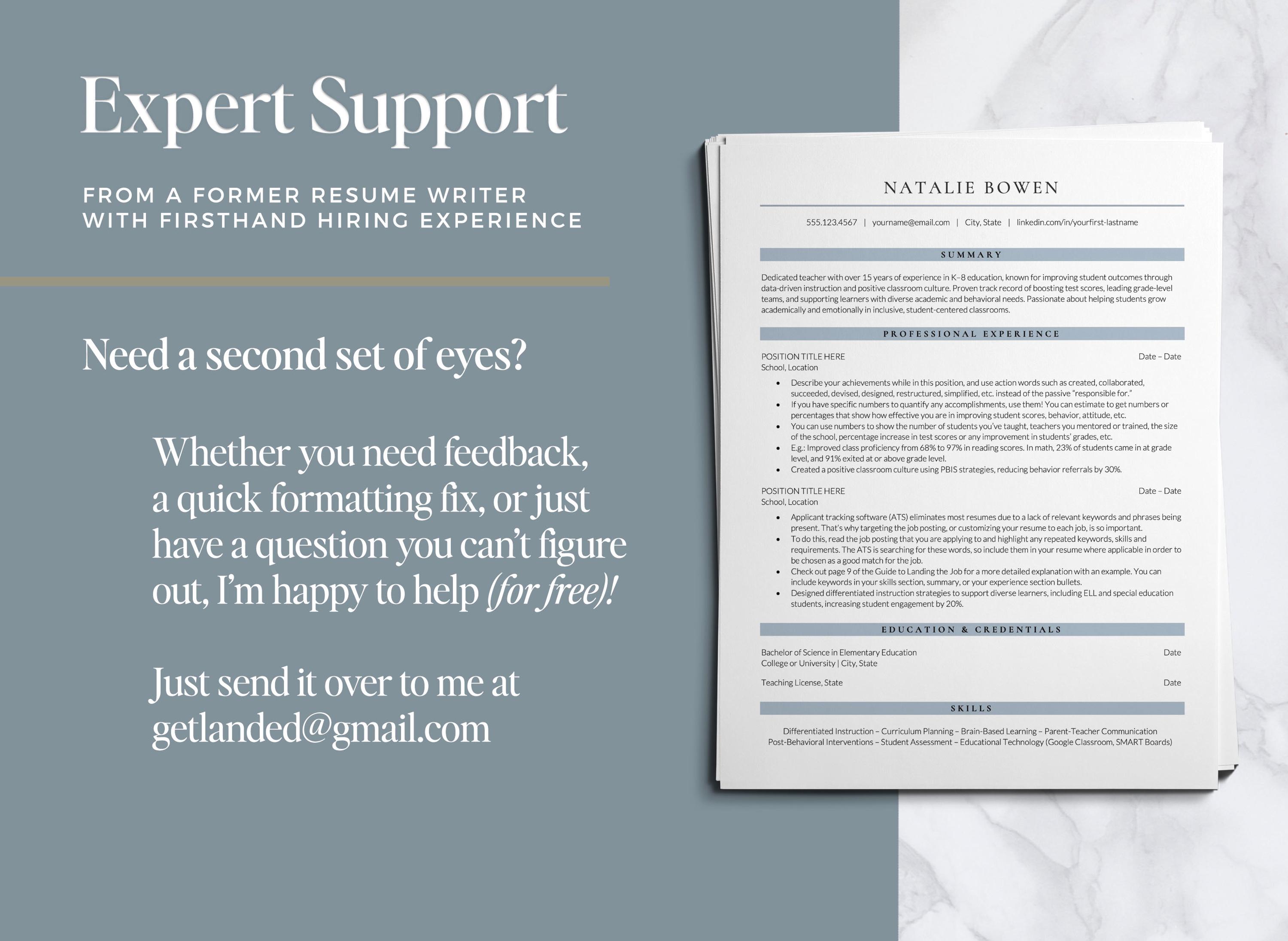 Teacher Resume Template for Google Docs, Word & Pages | ATS Friendly ...