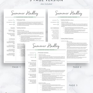 Teacher Resume Template for Word and Pages | 1, 2 & 3 Page Teacher ...