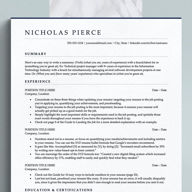 Cv Template Uk Format - Etsy