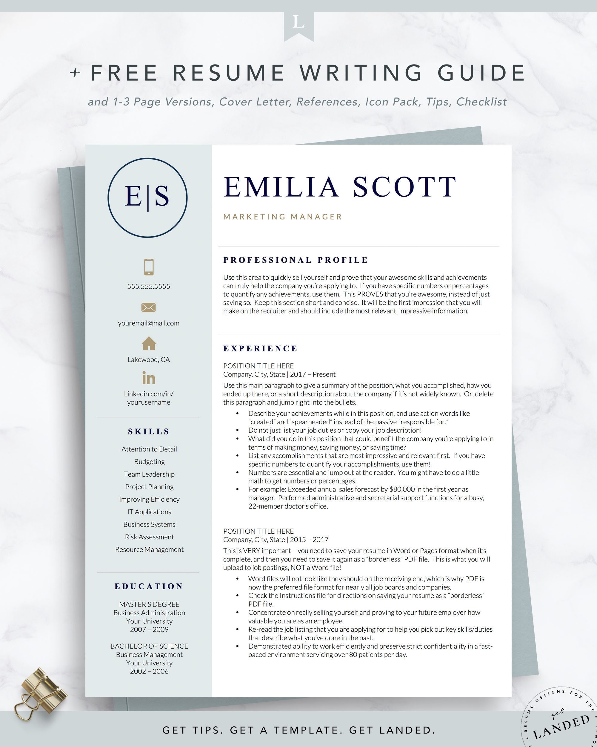 Creative Stylish Resume Template for Word & Pages Nurse | Etsy