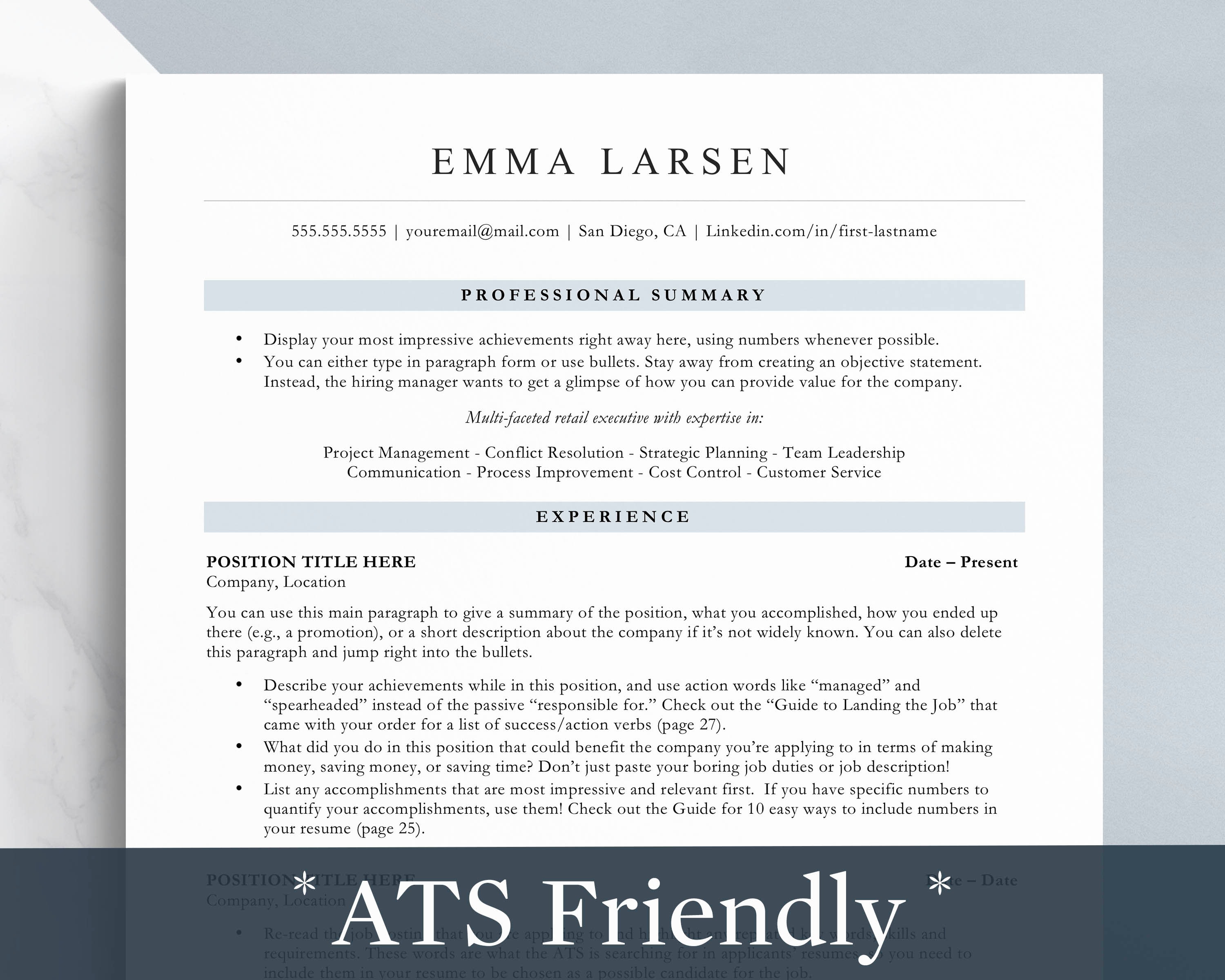 ATS Friendly Resume Template for Google Docs Word and Pages - Etsy Canada