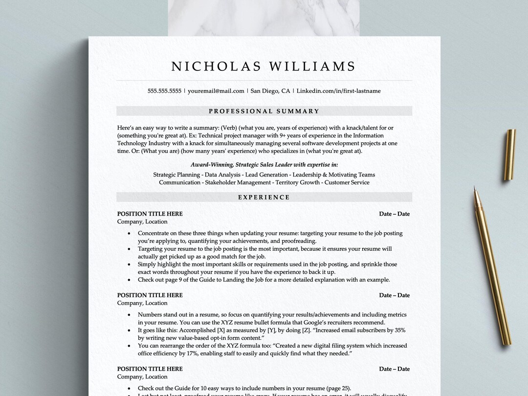 Simple Resume Template for Google Docs, Word & Pages | ATS Resume ...