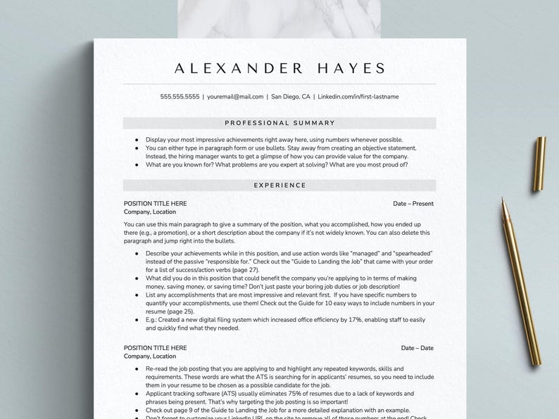 ATS Resume Template for Google Docs, Word and Apple Pages Resume, ATS ...
