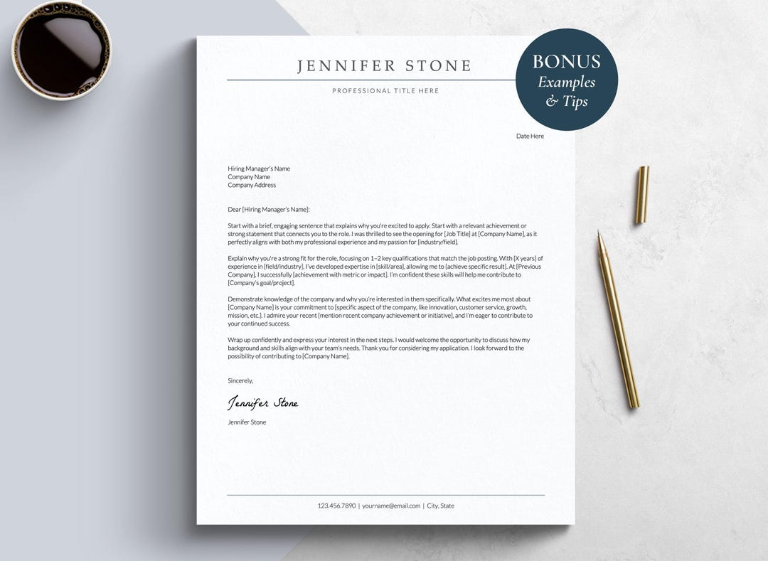 Professional Cover Letter Template for Word & Google Docs | Easy to ...