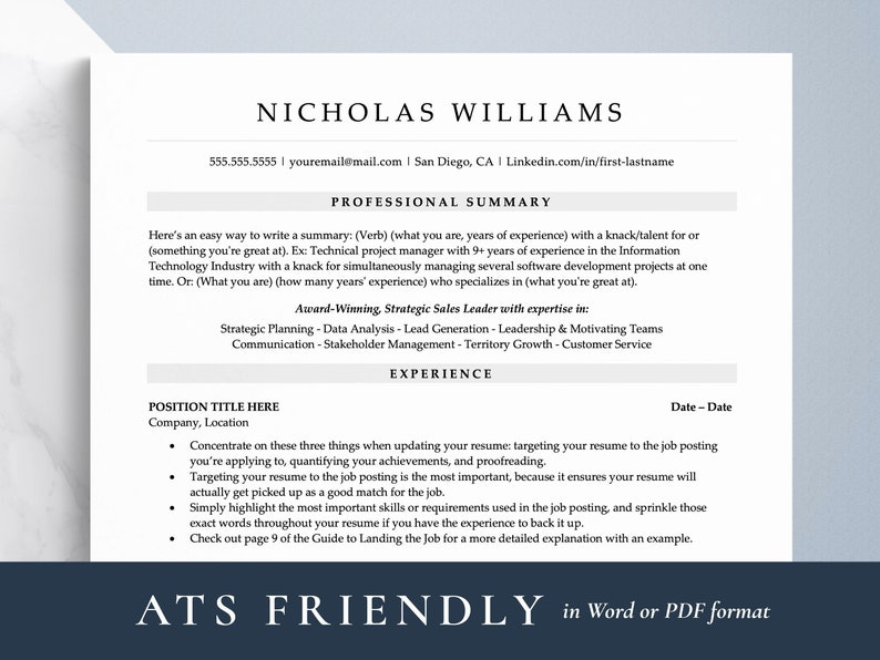 Simple Resume Template for Google Docs, Word & Pages ATS Resume Format ...