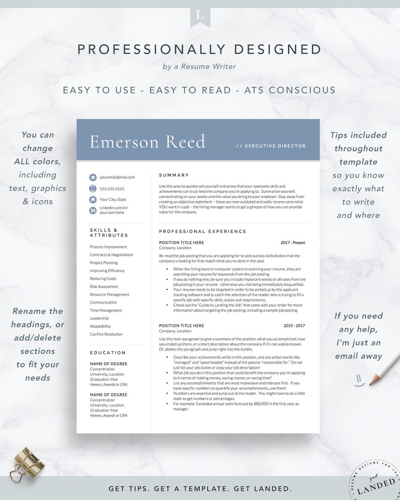 Executive Resume Template | Professional Resume Template for Word ...