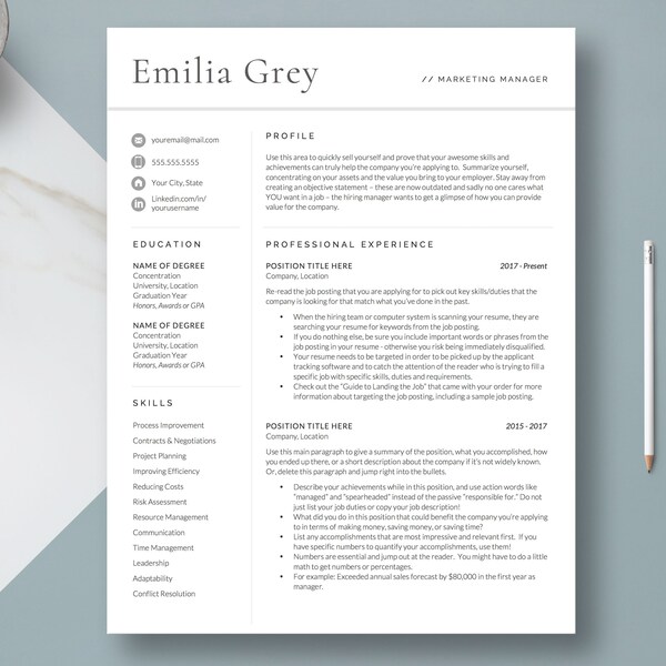 Resume Template Mac Pages - Etsy