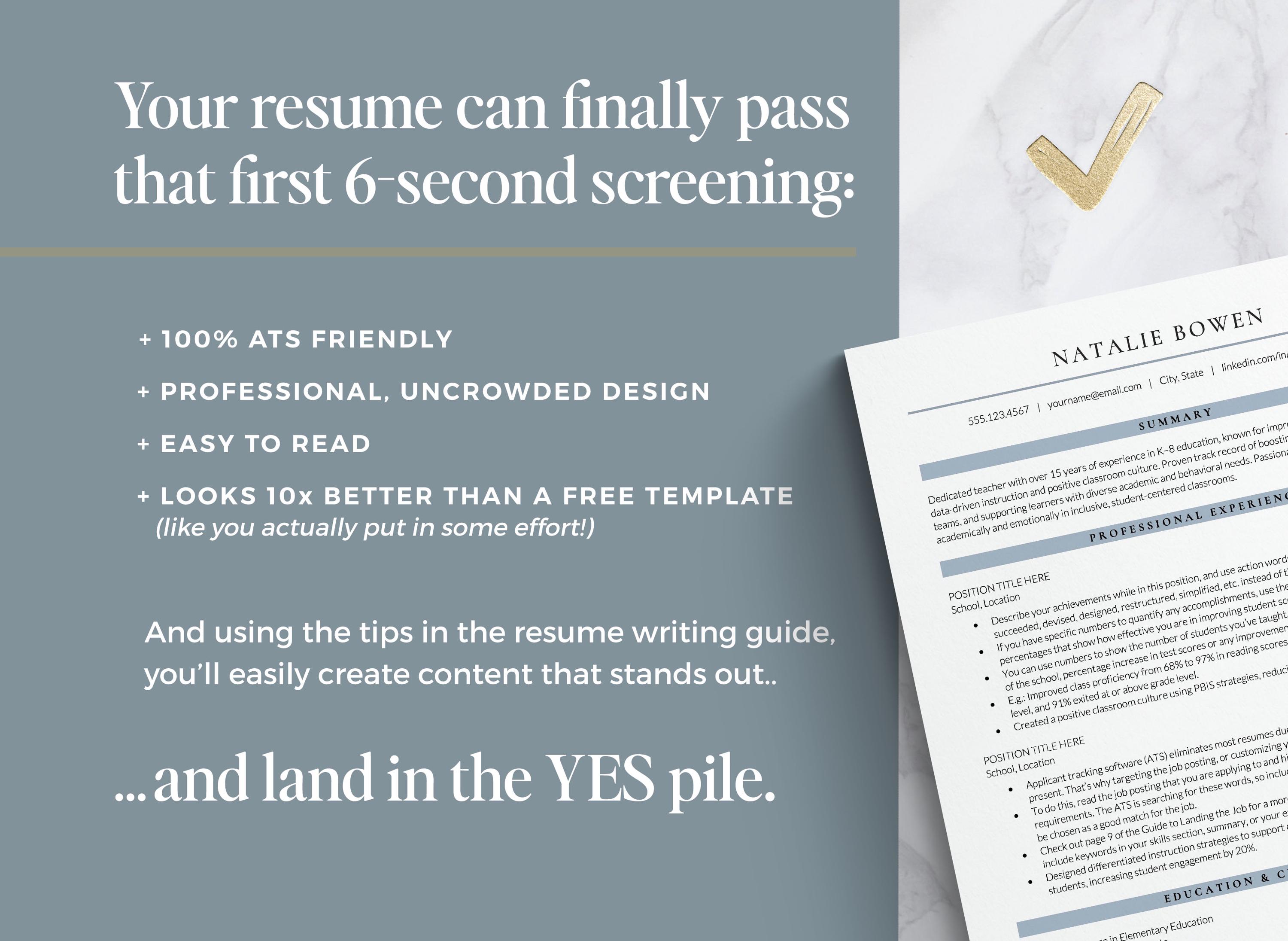 Teacher Resume Template for Google Docs, Word & Pages | ATS Friendly ...