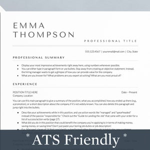 ATS Friendly Resume Template Google Docs Word and Pages - Etsy