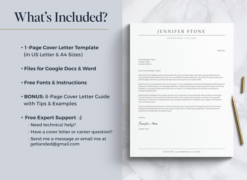 Professional Cover Letter Template for Word & Google Docs | Easy to ...