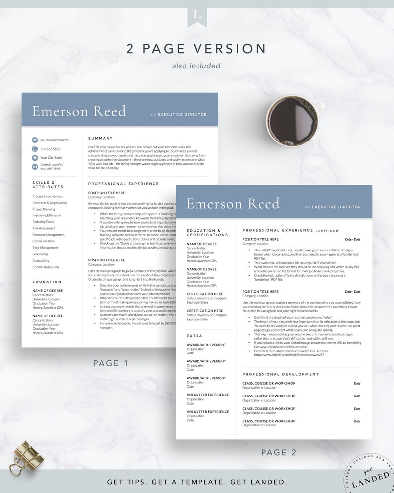 Executive Resume Template | Professional Resume Template for Word ...