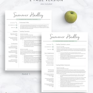 Teacher Resume Template for Word and Pages | 1, 2 & 3 Page Teacher ...