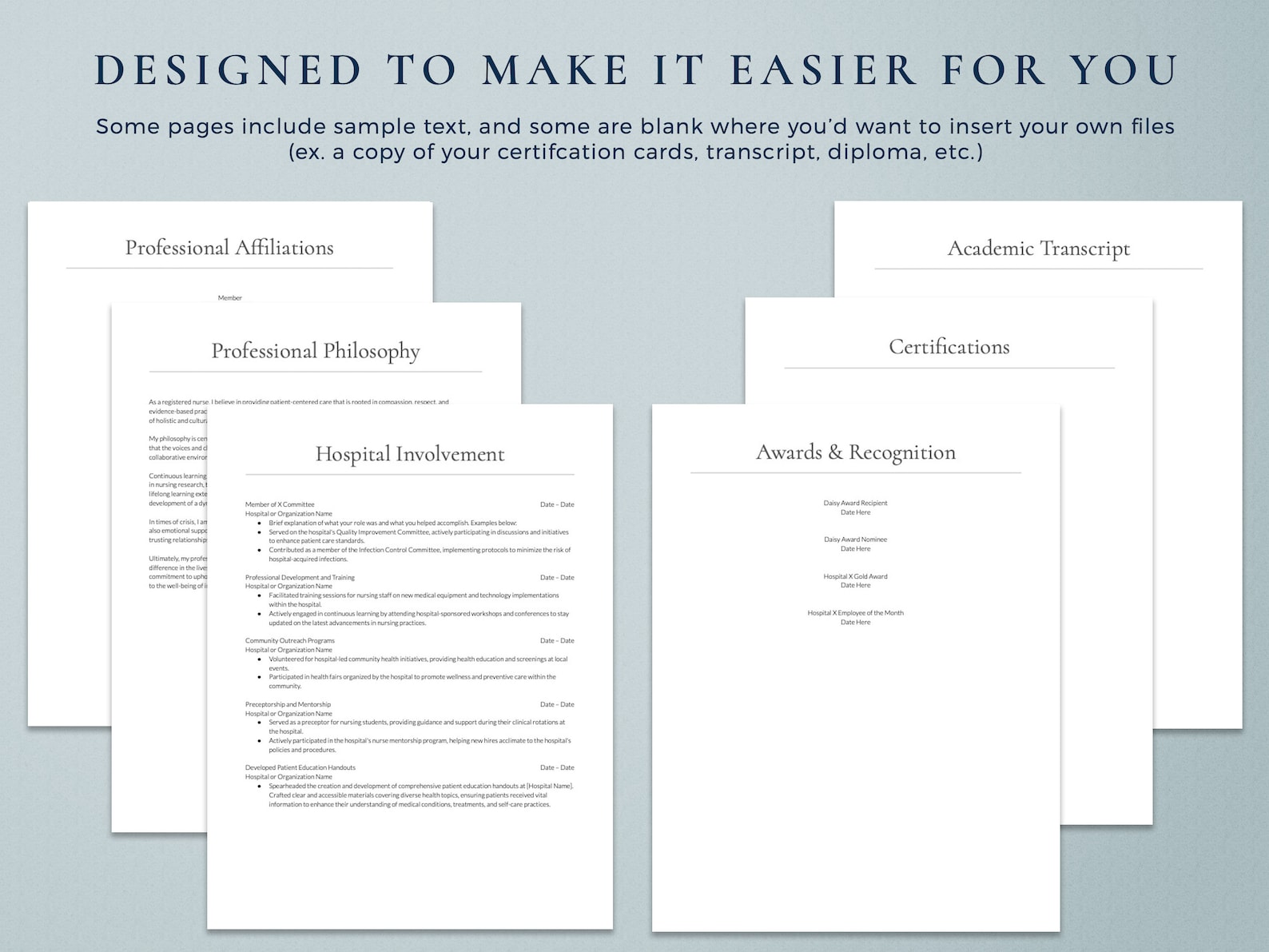 Nursing Portfolio Template for Google Docs & Word With 34 Pages ...