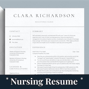Nurse Resume and Cover Letter Template for Google Docs, Word & Pages ...