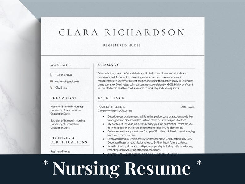 Nurse Resume and Cover Letter Template for Google Docs, Word & Pages ...