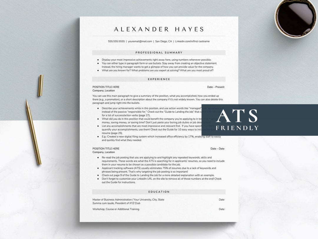 ATS Resume Template for Google Docs, Word and Apple Pages Resume, ATS ...