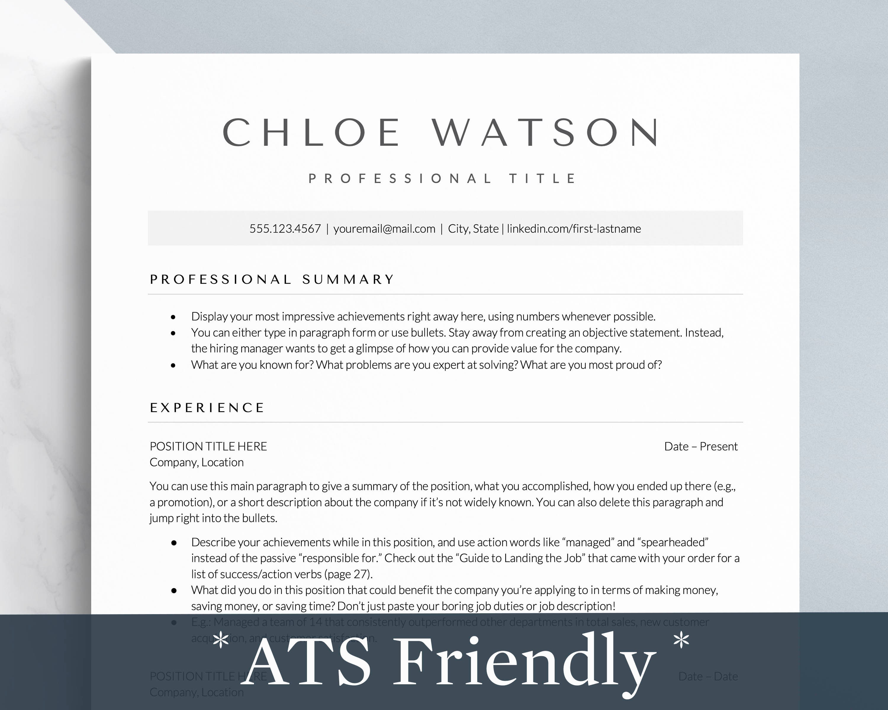 Plantilla de currículum ATS para Word Google Docs y Apple - Etsy México