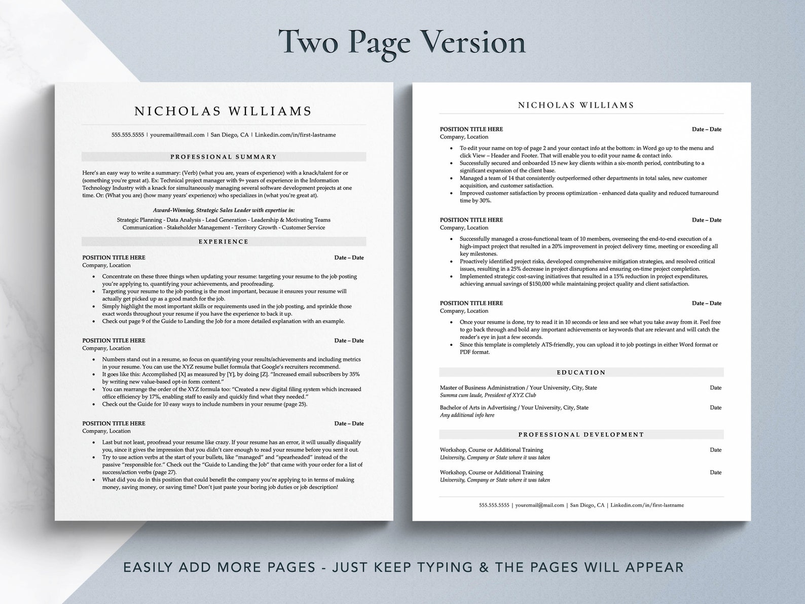 Simple Resume Template for Google Docs, Word & Pages | ATS Resume ...