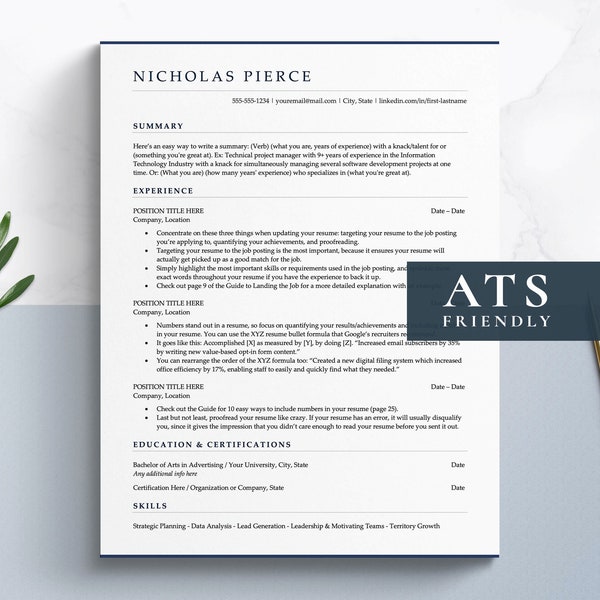 Simple Resume Template for Google Docs, Word & Pages ATS Resume Format ...