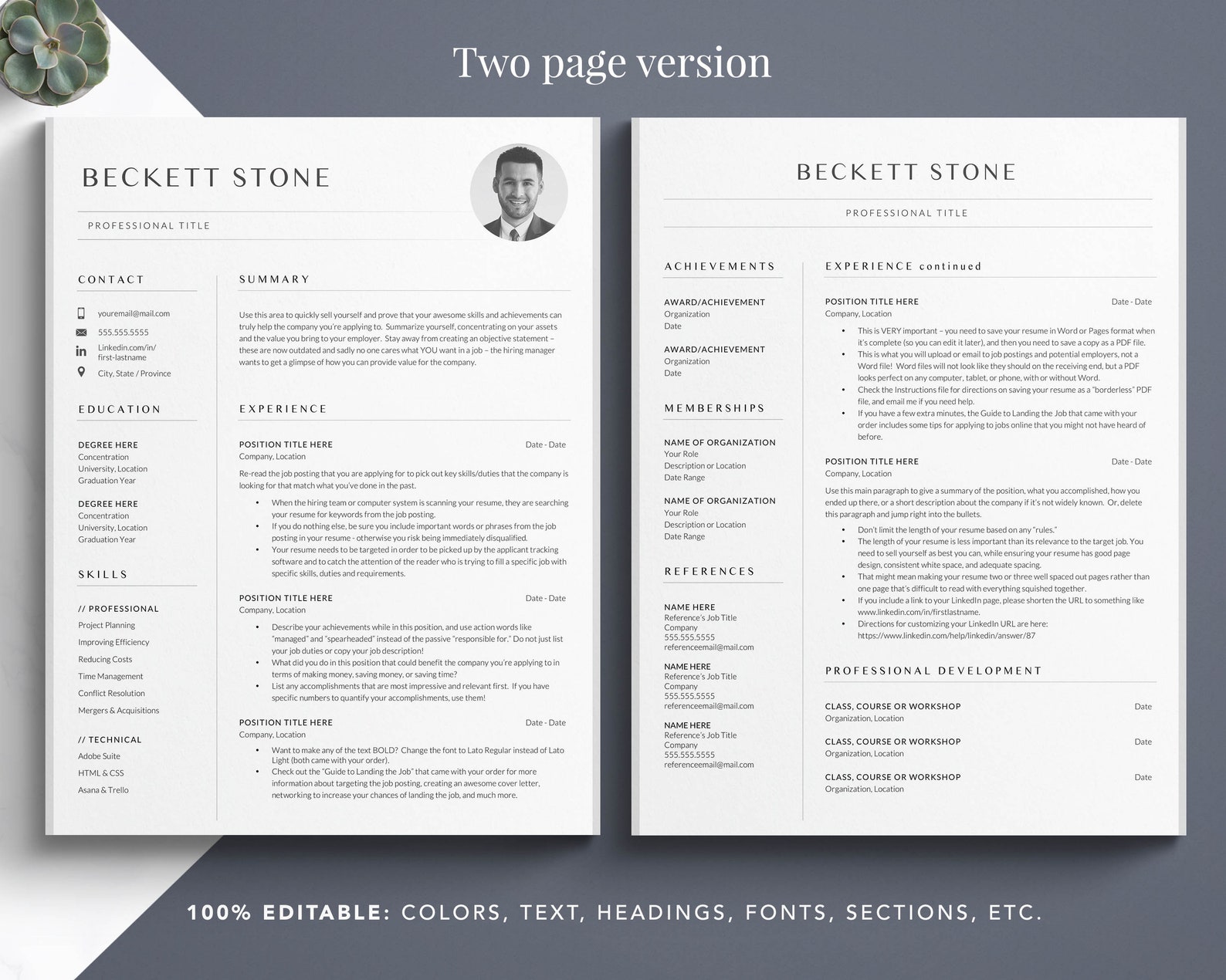 Lebenslauf Vorlage, Curriculum Vitae CV Template With Photo for Word ...