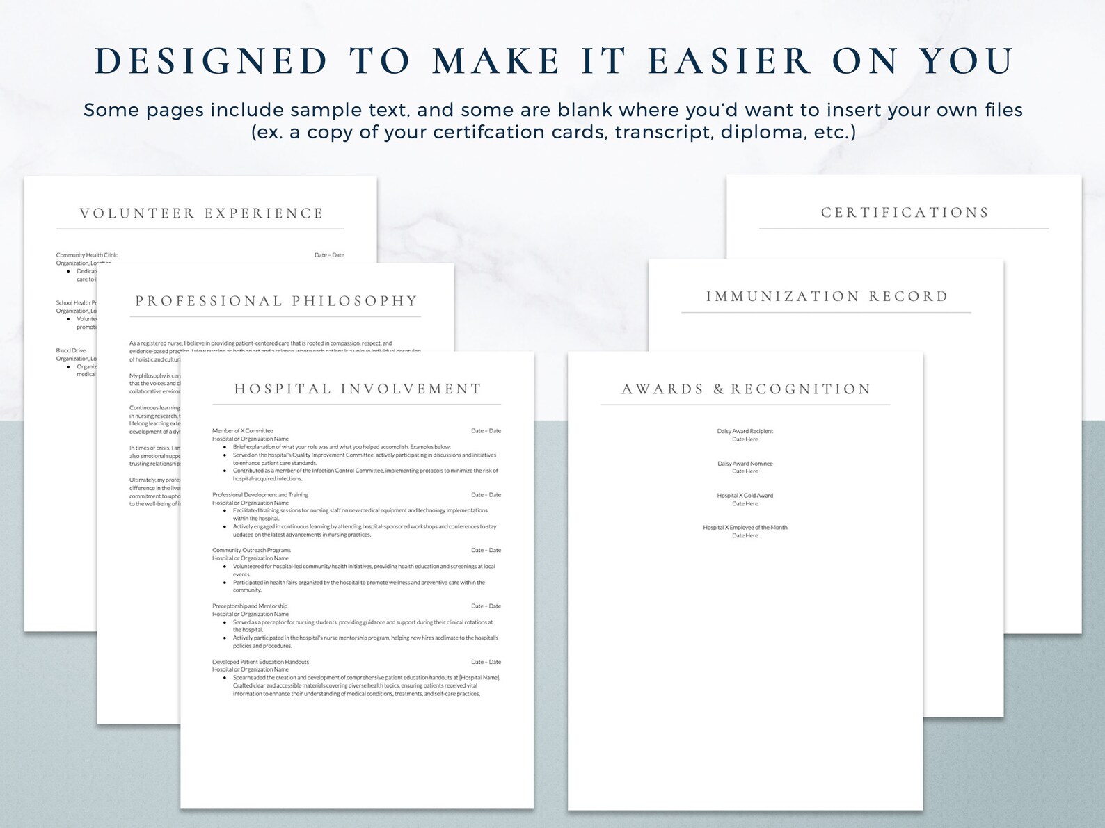 Nursing Portfolio Template for Google Docs & Word With ATS Friendly ...