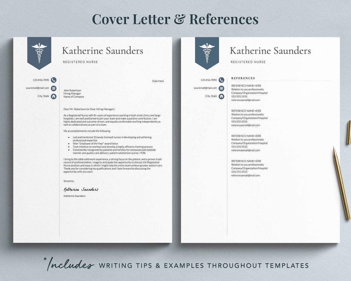 Nurse Resume & Cover Letter Template for Google Docs, Word and Pages ...