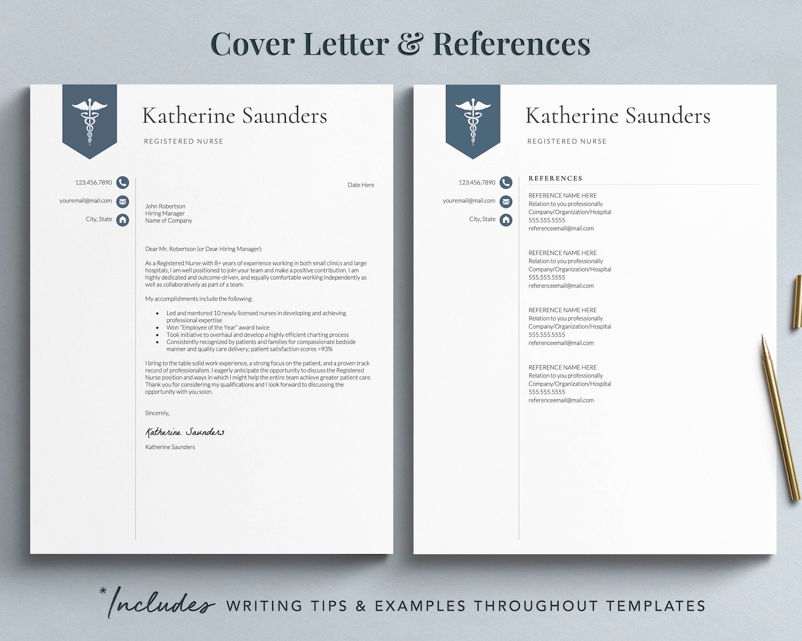 Nurse Resume & Cover Letter Template for Google Docs, Word and Pages ...