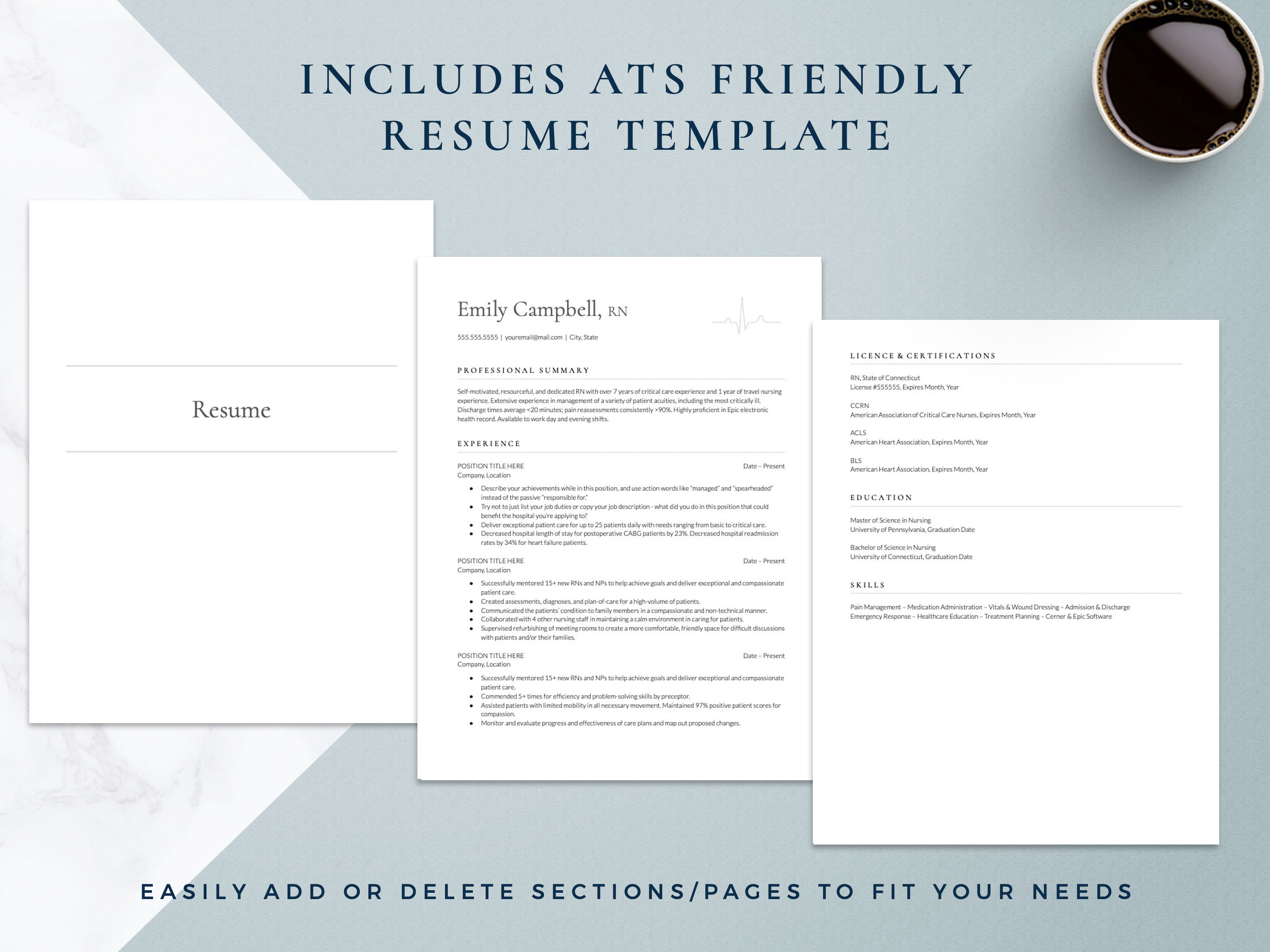Nursing Portfolio Template for Google Docs & Word With Nurse Resume ...