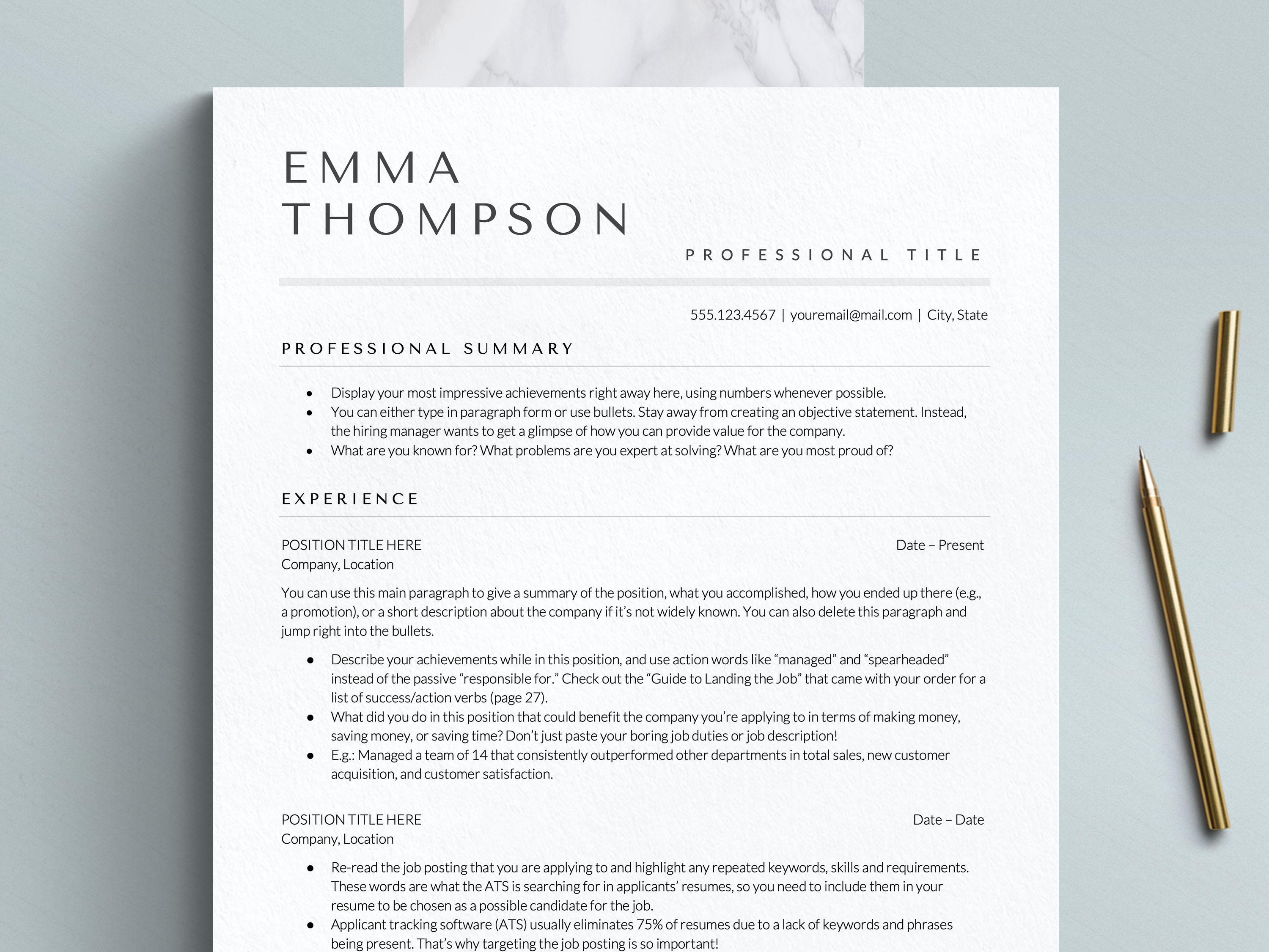 Modern ATS Resume Template for Google Docs, Word and Apple Pages ...