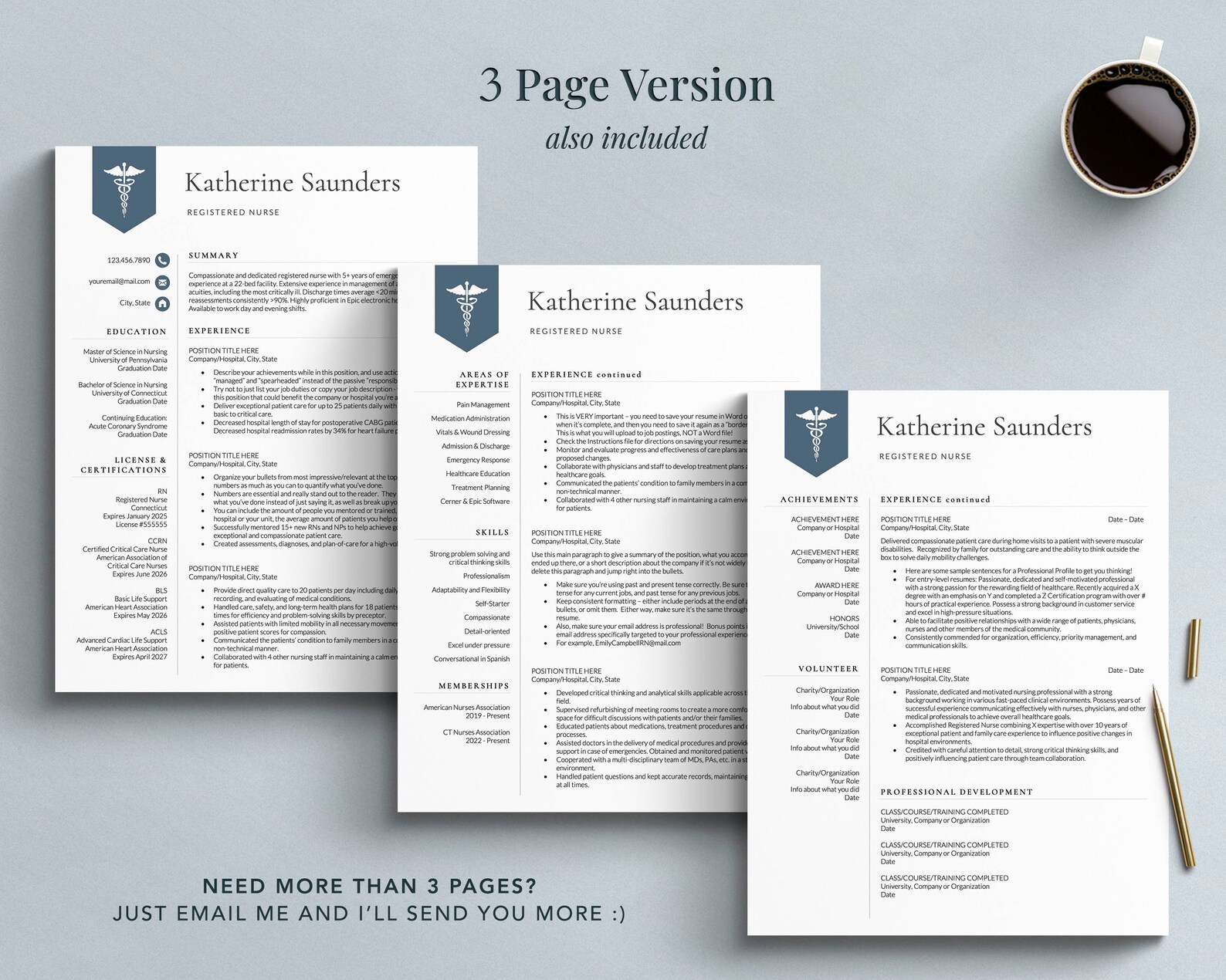 Nurse Resume & Cover Letter Template for Google Docs, Word and Pages ...