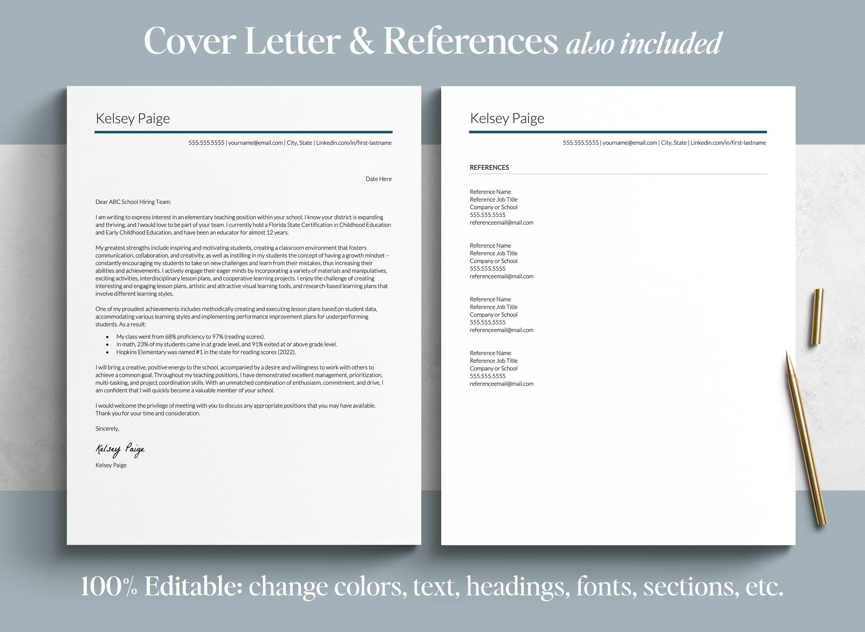 Teacher Resume Template for Google Docs, Word & Pages | ATS Friendly ...