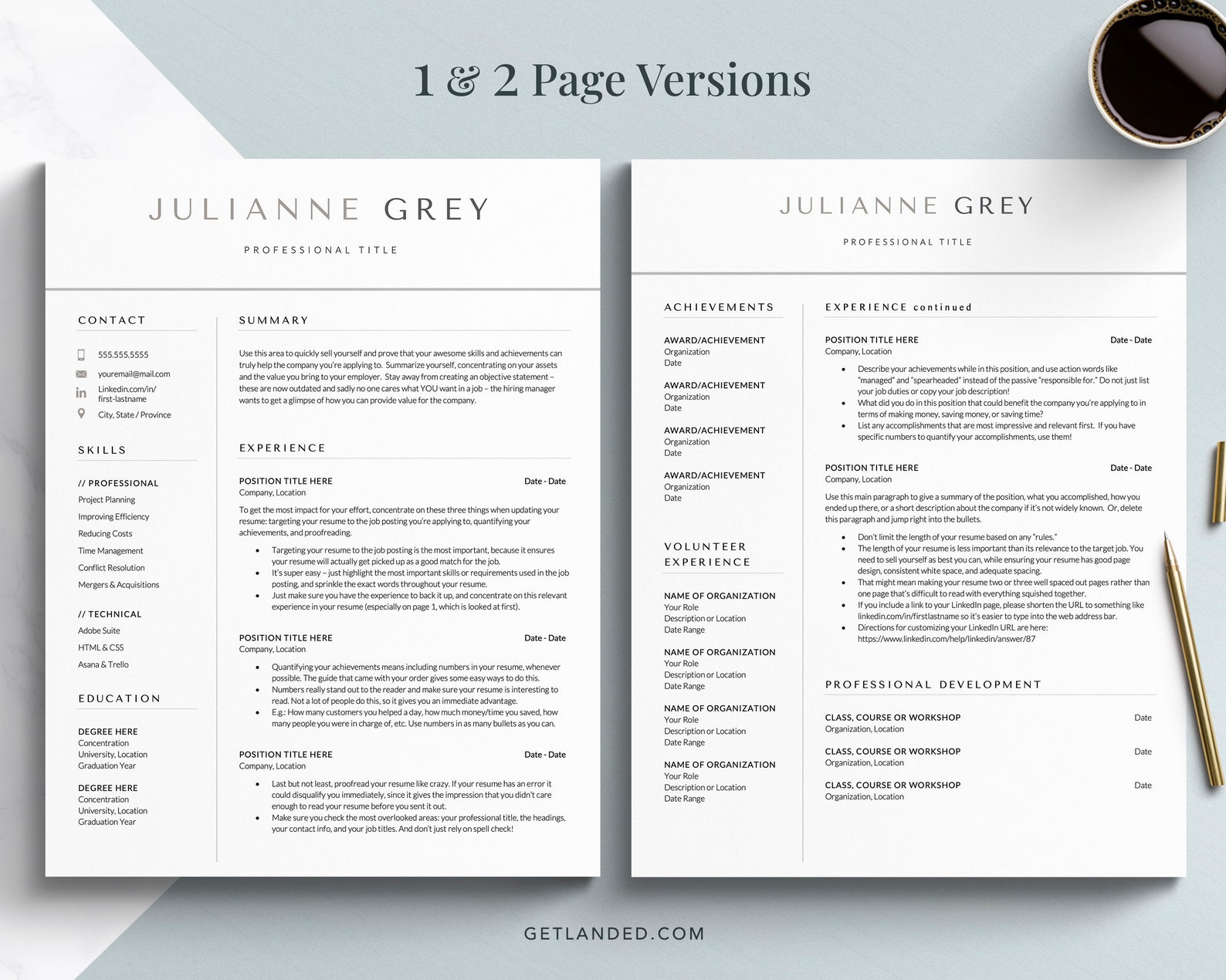 Modern Resume Template for Google Docs Word and Apple Pages - Etsy