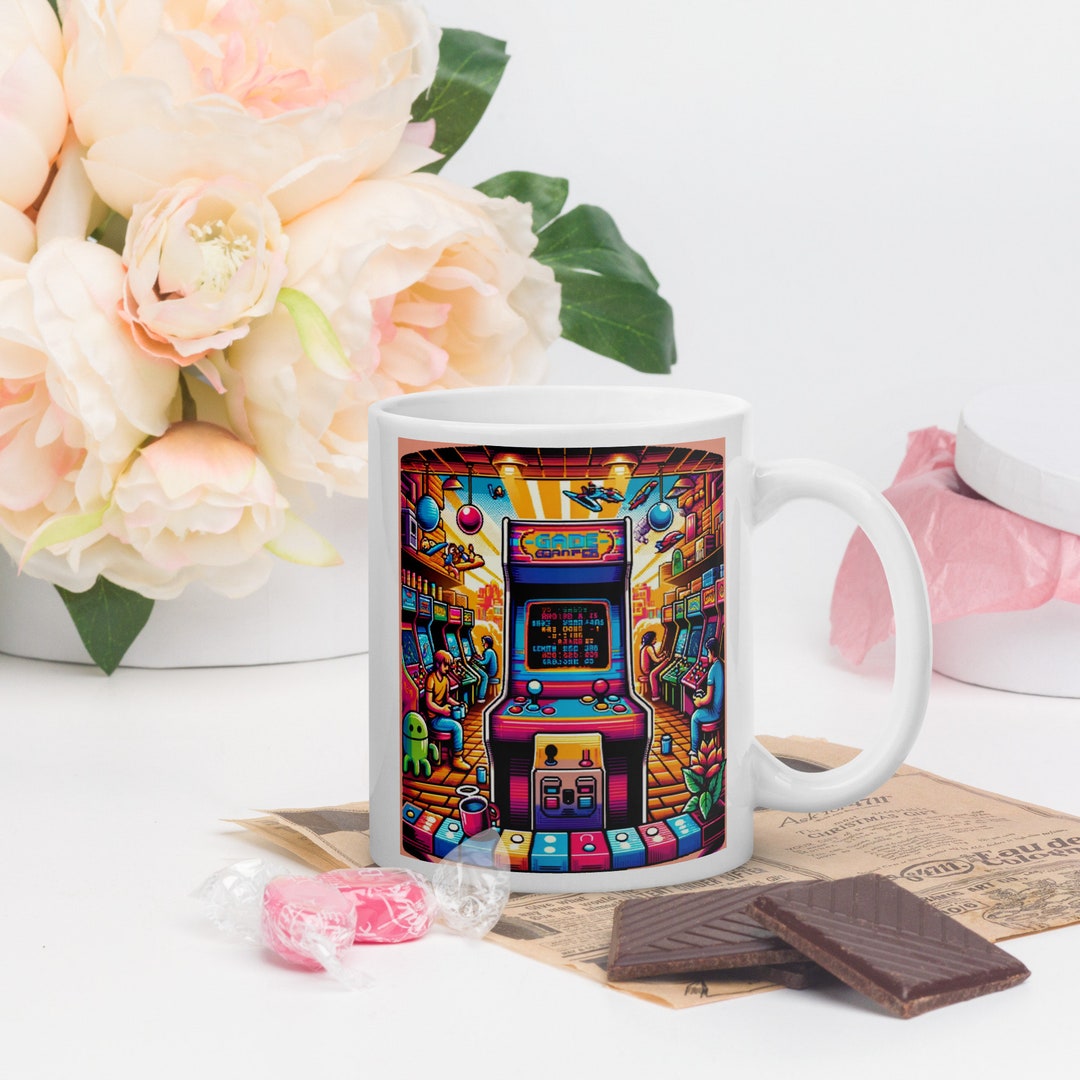 Retro Arcade Glory White Glossy Mug - Etsy