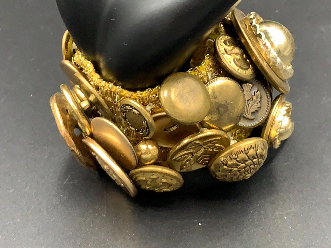 Vintage Stretch Gold Coloured Buttons Bracelet, Gorgeous - Etsy