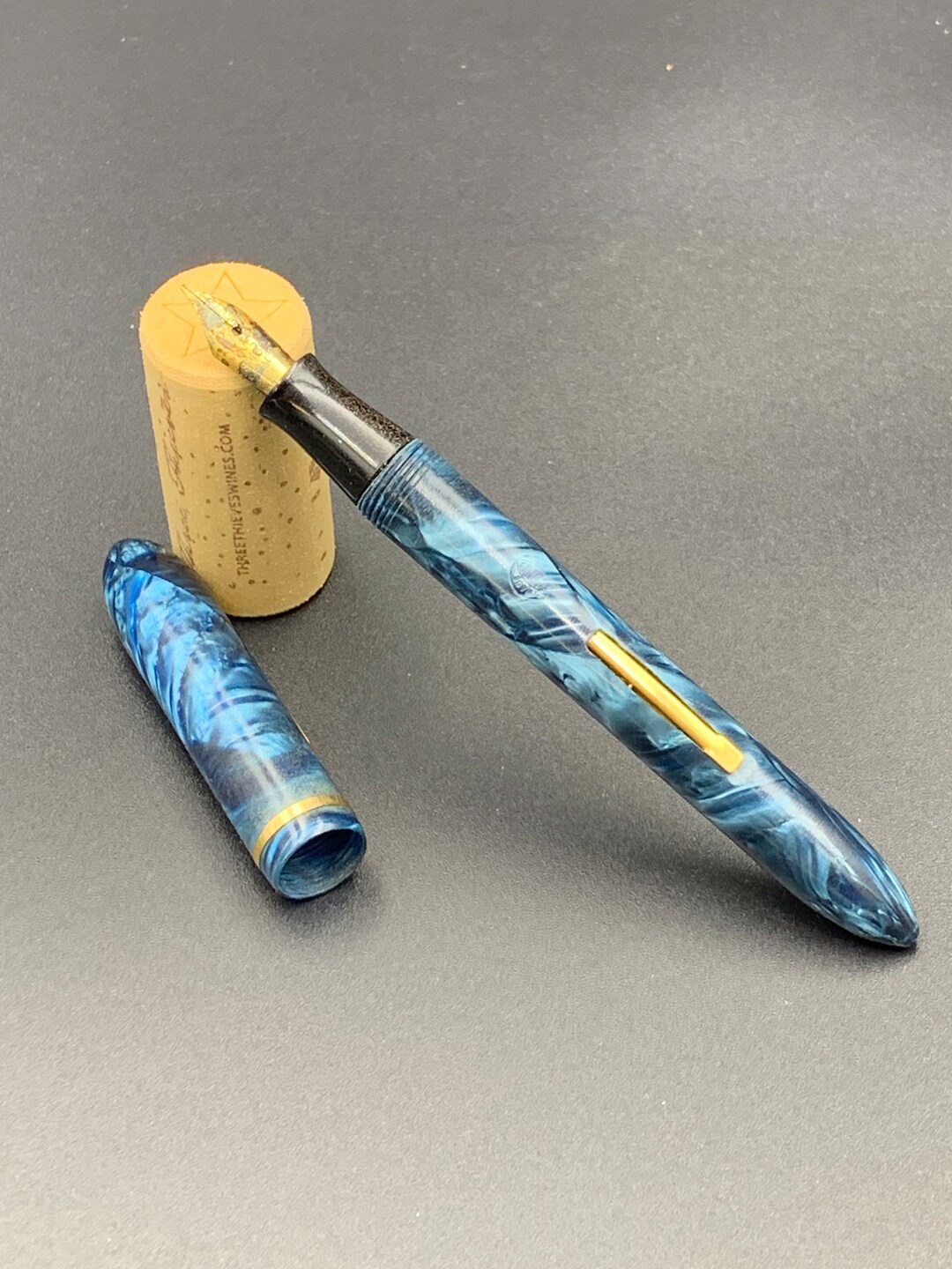 Eclipse Streamline Fountain Pen, Marbled Iridescent Blue, USA - Etsy