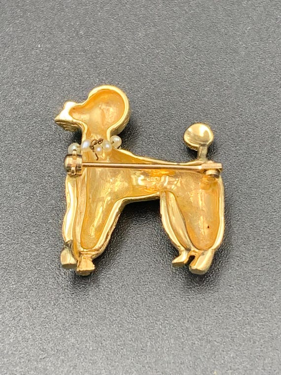 Poodle Pin, 14K Gold, Marked, 1950s - Gem