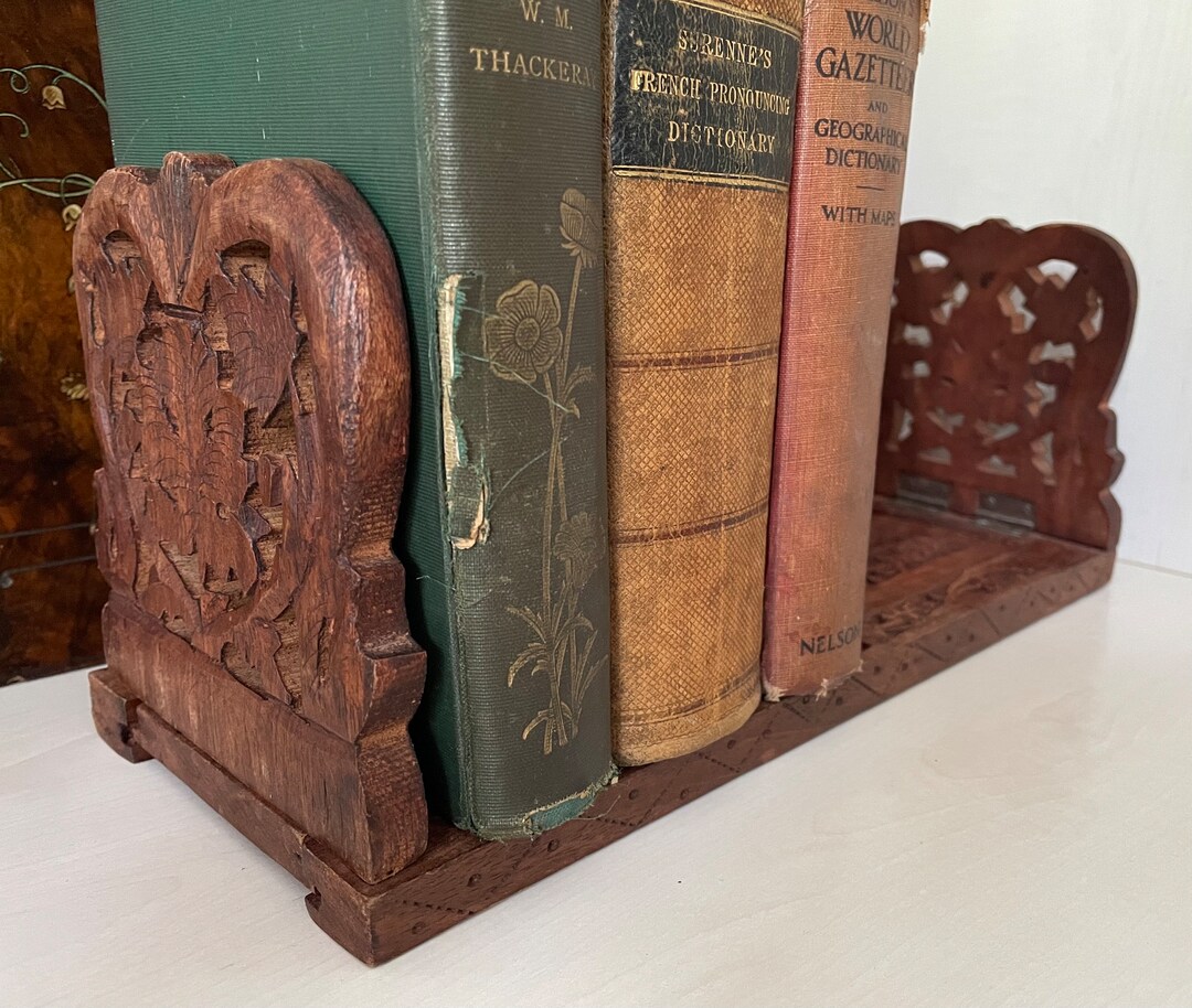 Hand Carved Wood Book Slide. Vintage Extendable/adjustable Wooden Book ...