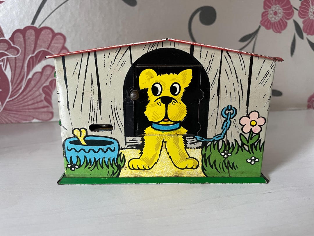 Lemezarueyar Budapest, Dog in Kennel, Mechanical Tin Money Box. Vintage ...
